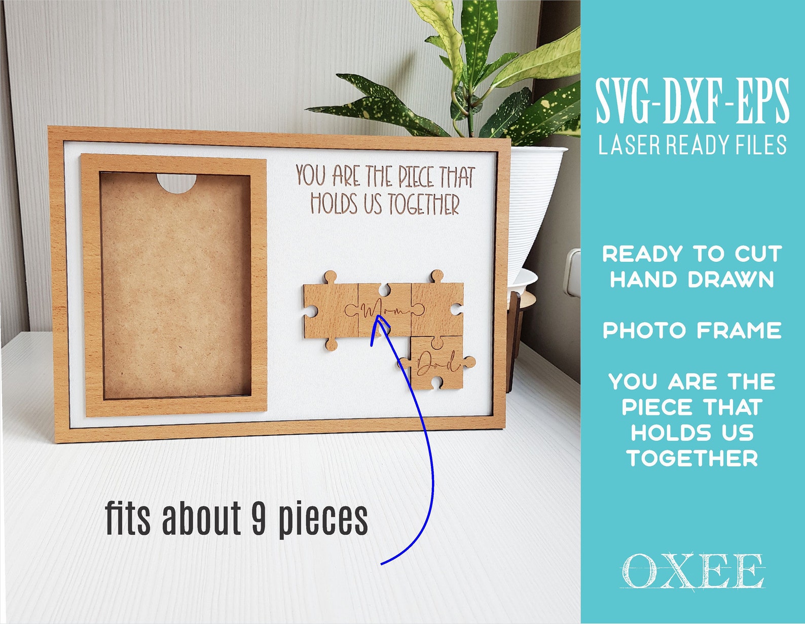 Puzzle Piece Photo Frame Laser Cut File, Mom, Dad, SVG - Etsy
