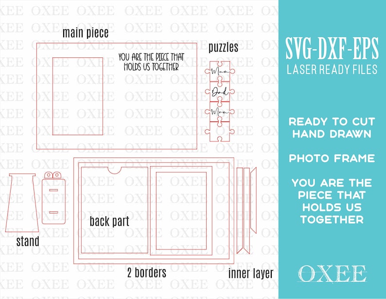 Puzzle Piece Photo Frame Laser Cut File, Mom, Dad, SVG - Etsy