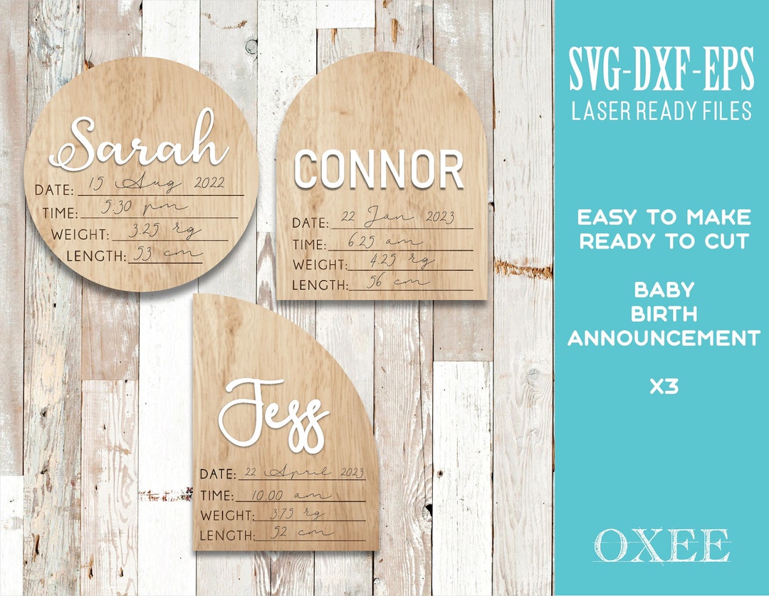 Birth Announcement SVG Laser Cut File, Arched Boho Newborn Sign Svg ...