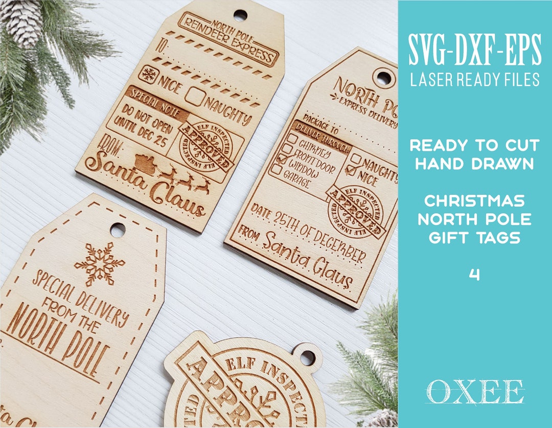 North Pole Christmas Gift Tag SVG Bundle, Laser Cut File (PDF) - Etsy