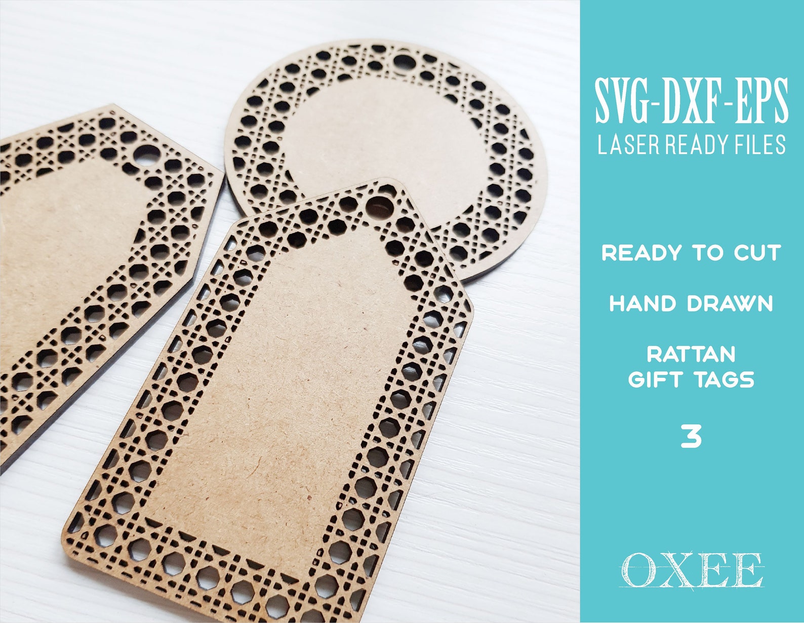 Rattan Gift Tags SVG Bundle by Oxee, Cane Stocking Svg, Wooden Gift ...