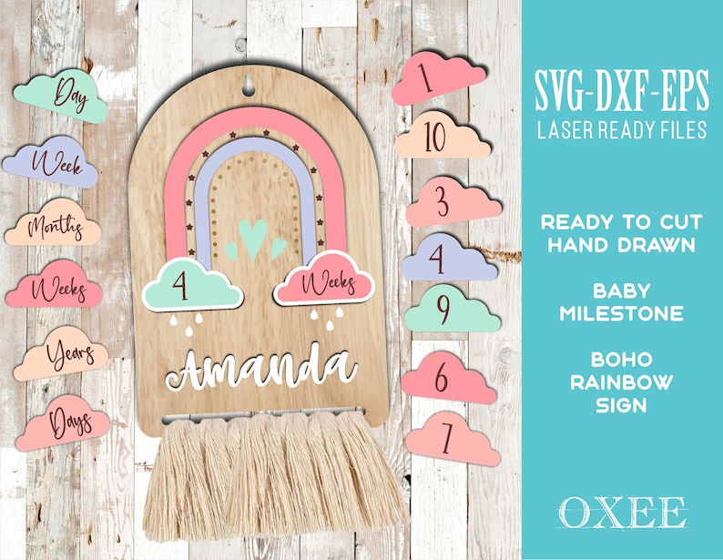 Boho Baby Milestone Sign, Laser Cut File (SVG DXF EPS) - Etsy