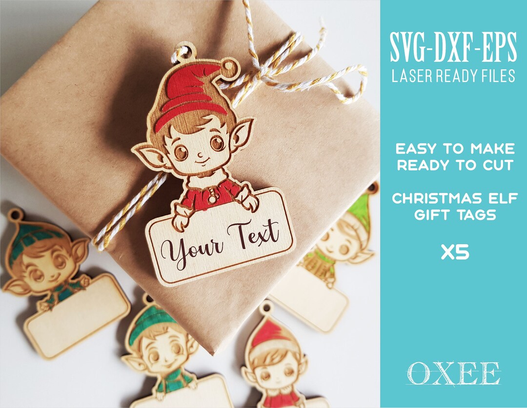 Christmas Elf Gift Tags SVG Bundle, Laser Cut File - Etsy