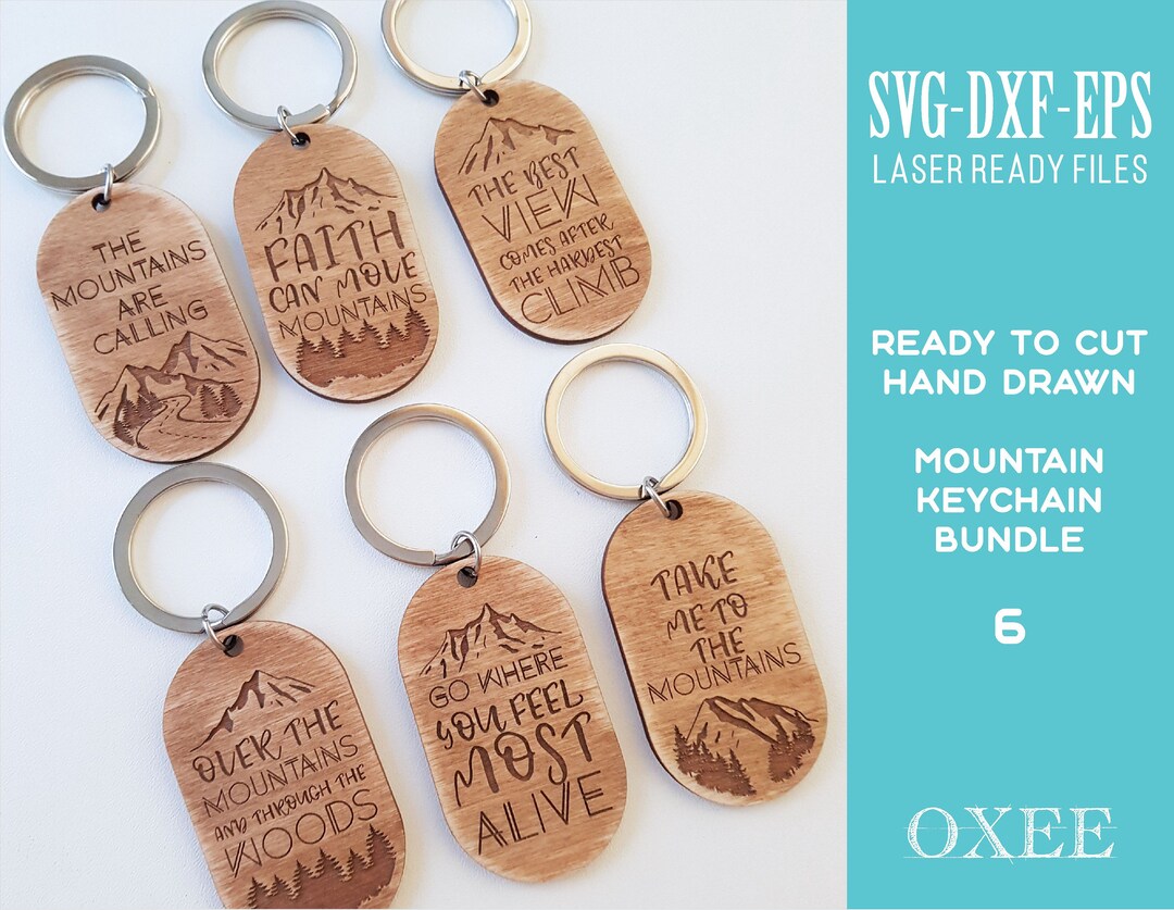 Laser Cut Mountain Keychain SVG Bundle, Wood Engraved Quotes (digital ...