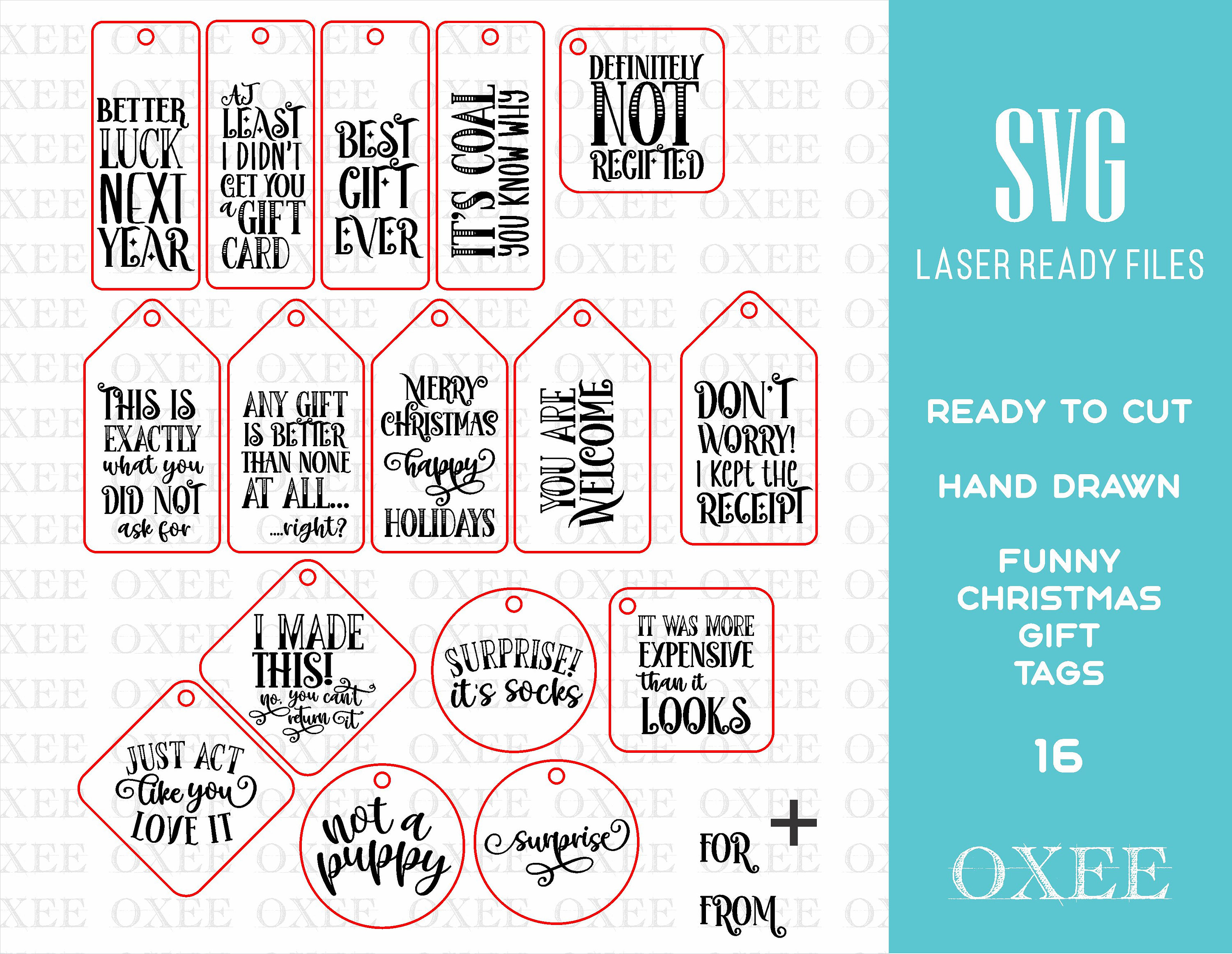 Funny Gift Tags SVG Bundle by Oxee Funny Christmas Gift Tags - Etsy