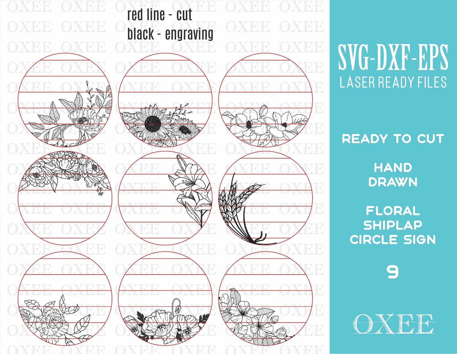 Floral Shiplap Circle Sign SVG Bundle by Oxee Wooden Wall - Etsy