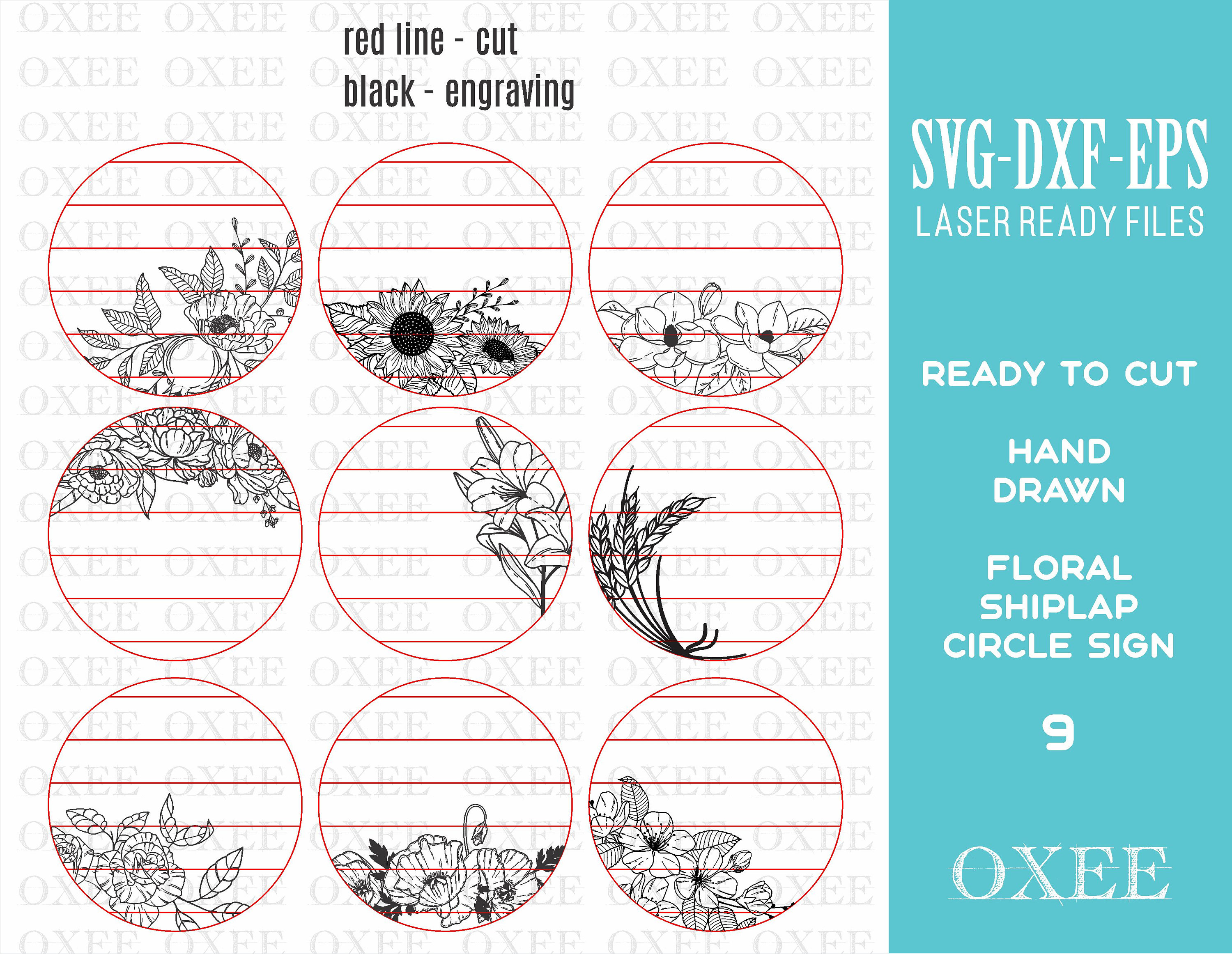 Floral Shiplap Circle Sign SVG Bundle by Oxee Wooden Wall - Etsy Australia