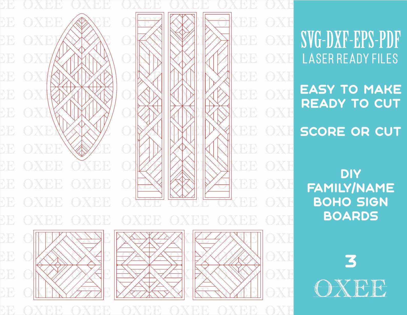 Boho Name Sign SVG Bundle, Laser Cut Wood, Glowforge Circle Sign ...