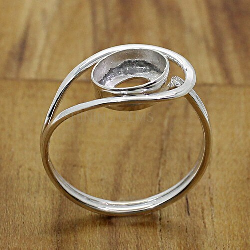 925 Sterling Silver Rectangle Shape Ring Prong Bezel Setting - Etsy