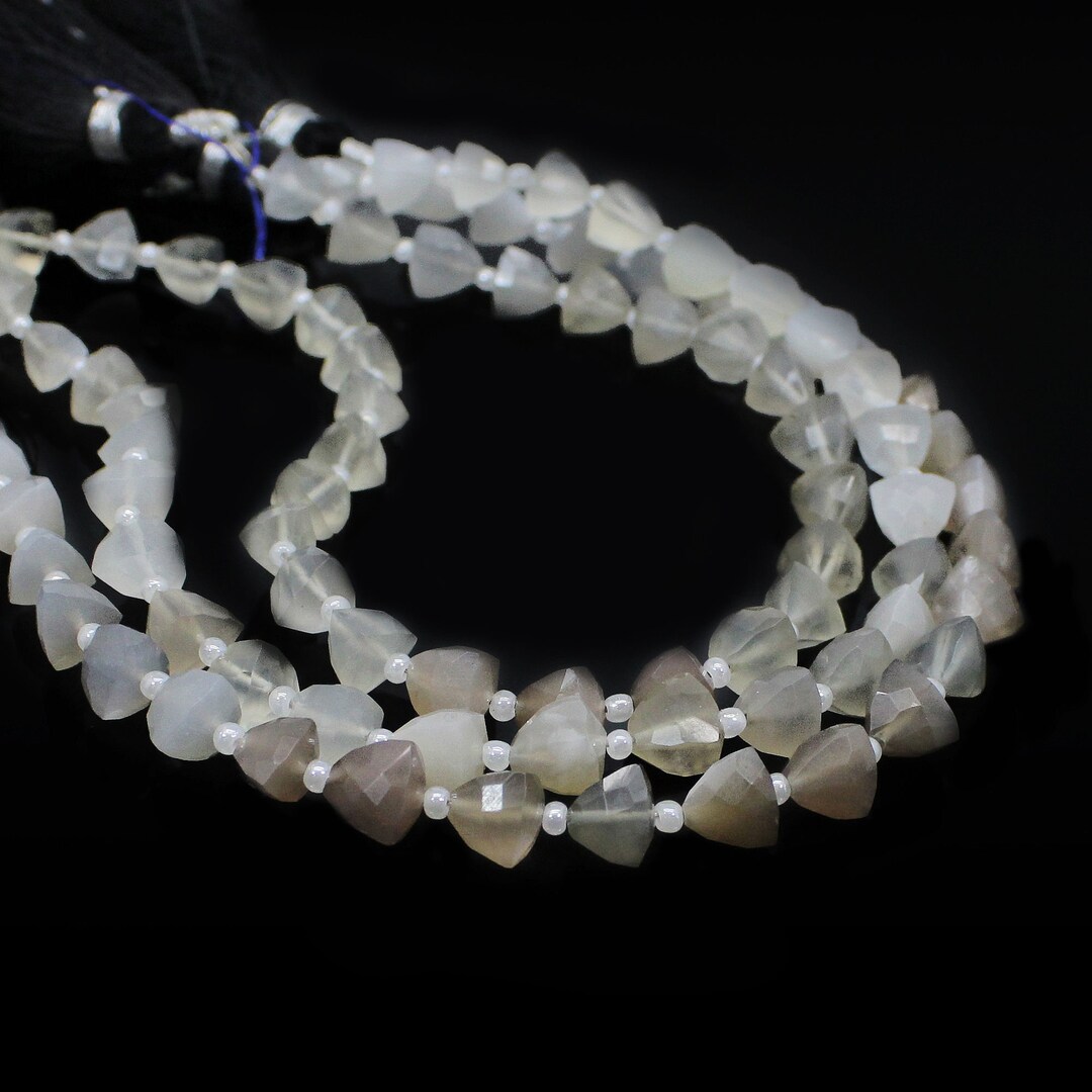Natural Grey Moonstone Trillion Shape Briolette 6x6 MM Semi Precious ...
