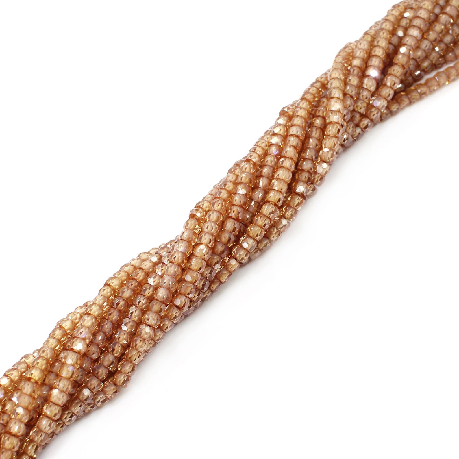 Beige Cubic Zirconia Rondelle Stones Faceted Semi Precious Wholesale ...