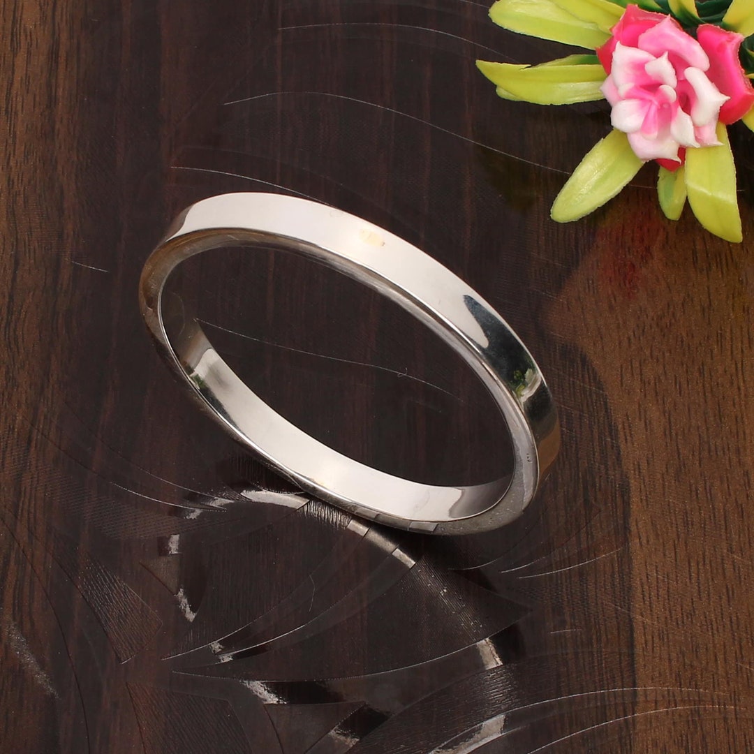 925 Sterling Silver Bangle, Solid Bangle, Handmade Bangle, Plain Silver ...