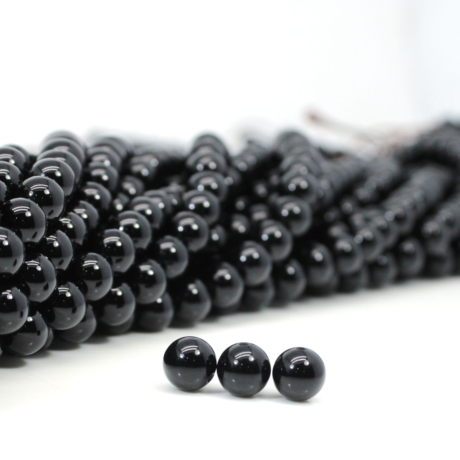 Black Onyx Smooth Round Semi Precious Wholesale 16 Inch | Etsy