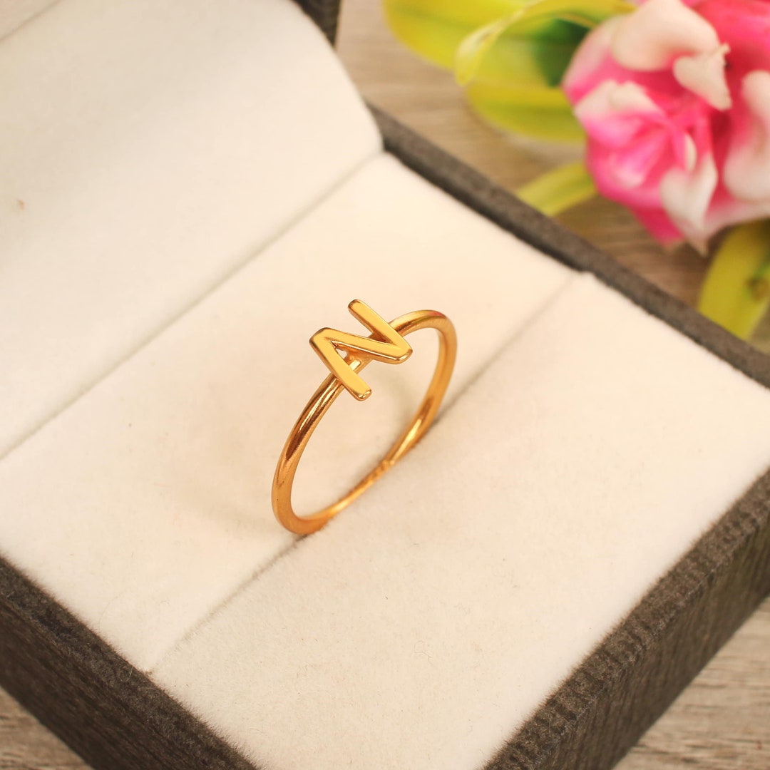 Personalized Letter Ring, 925 Sterling Silver, Gold Plated Ring ...