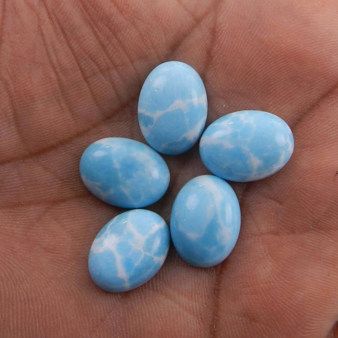Synthetic Larimar Cabochons: 16x12mm Oval Gemstones, AA Quality, 5 Pcs ...