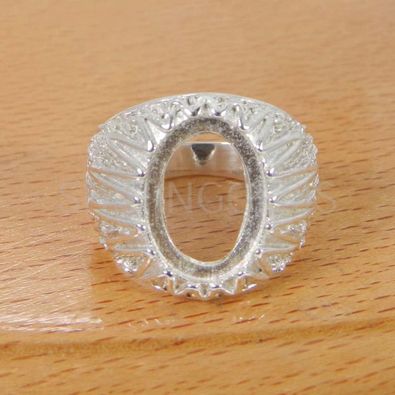 925 Sterling Solid Silver Ring Collet 14 X 10 Mm Oval Cab - Etsy
