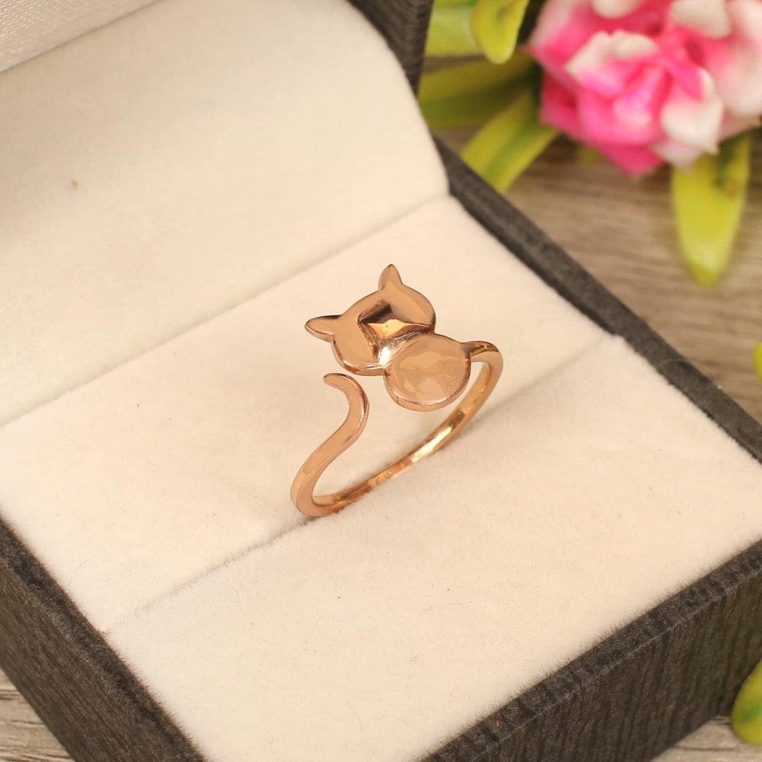 Cute Cat Ring, Long Tail Cat Ring, Adorable Cat Ring, Special Gift ...