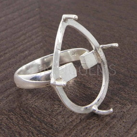 925 Sterling Silver Ring Collet 12 X 8 Mm Pear Gemstone Prong - Etsy