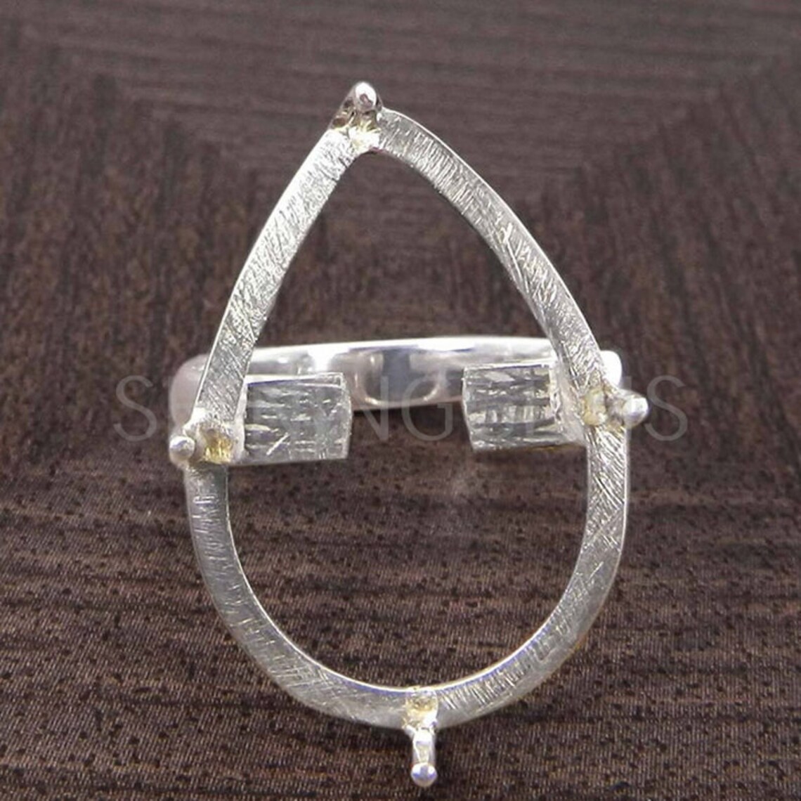 925 Sterling Silver Ring Collet 12 X 8 Mm Pear Gemstone Prong - Etsy