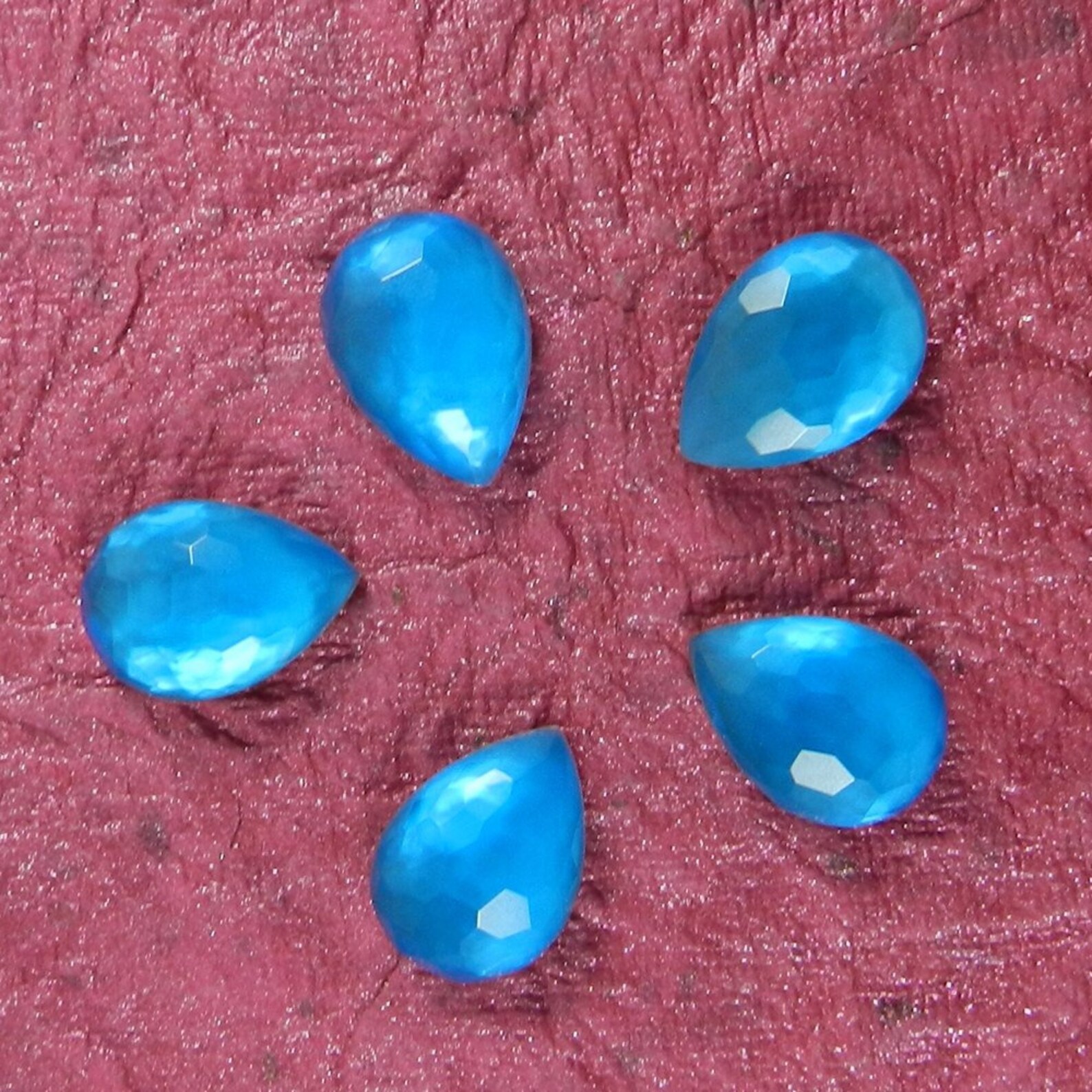 Natural Mother of Pearl & Blue Quartz Doublet 18 X 13 Mm Pear - Etsy