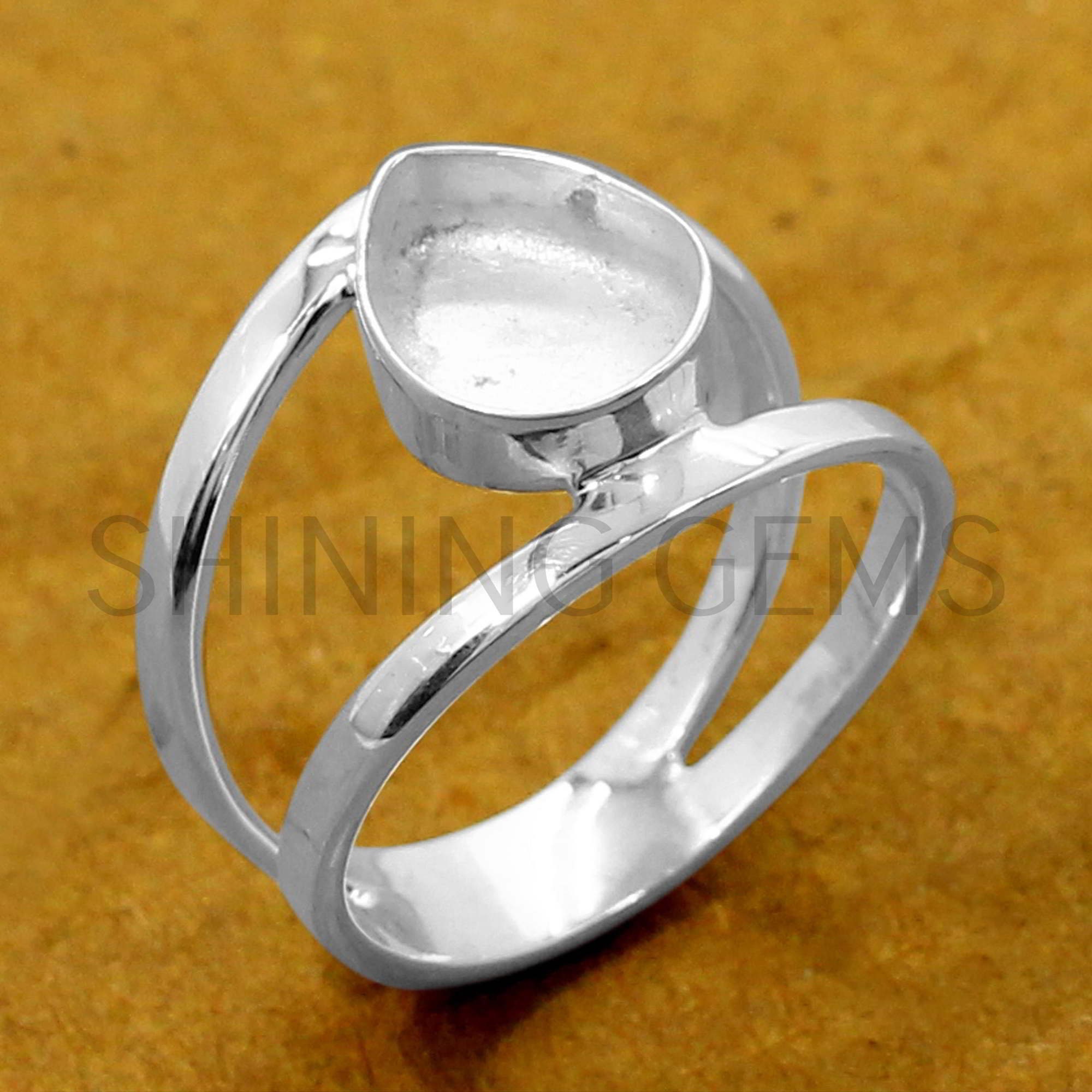 925 Silver Ring Collet 6 X 4 Mm to 14 X 10 Mm Pear Bezel Cup - Etsy UK