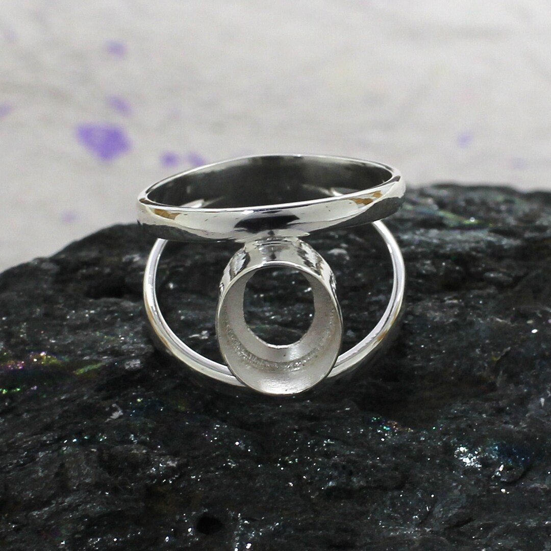 925 Sterling Silver Ring Collet 6 X 4 Mm to 14 X 10 Mm Oval Bezel Cup ...