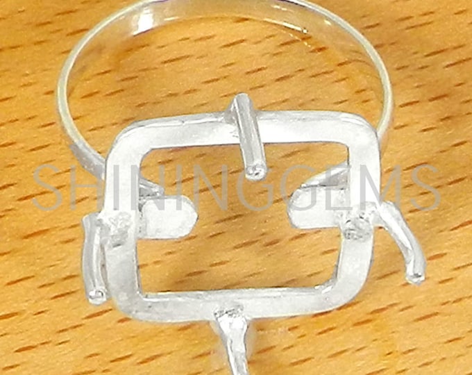 925 Sterling Solid Silver Ring Collet 10 X 8 Mm Octagon Cut - Etsy