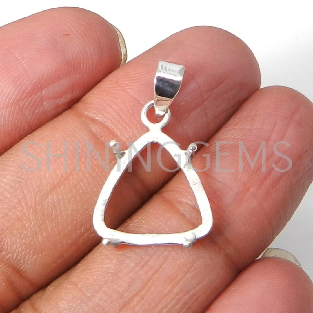925 Sterling Silver Pendant Collet 3 X 3 Mm to 40 X 40 Mm Trillion ...