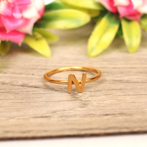 Personalized Letter Ring, 925 Sterling Silver, Gold Plated Ring ...