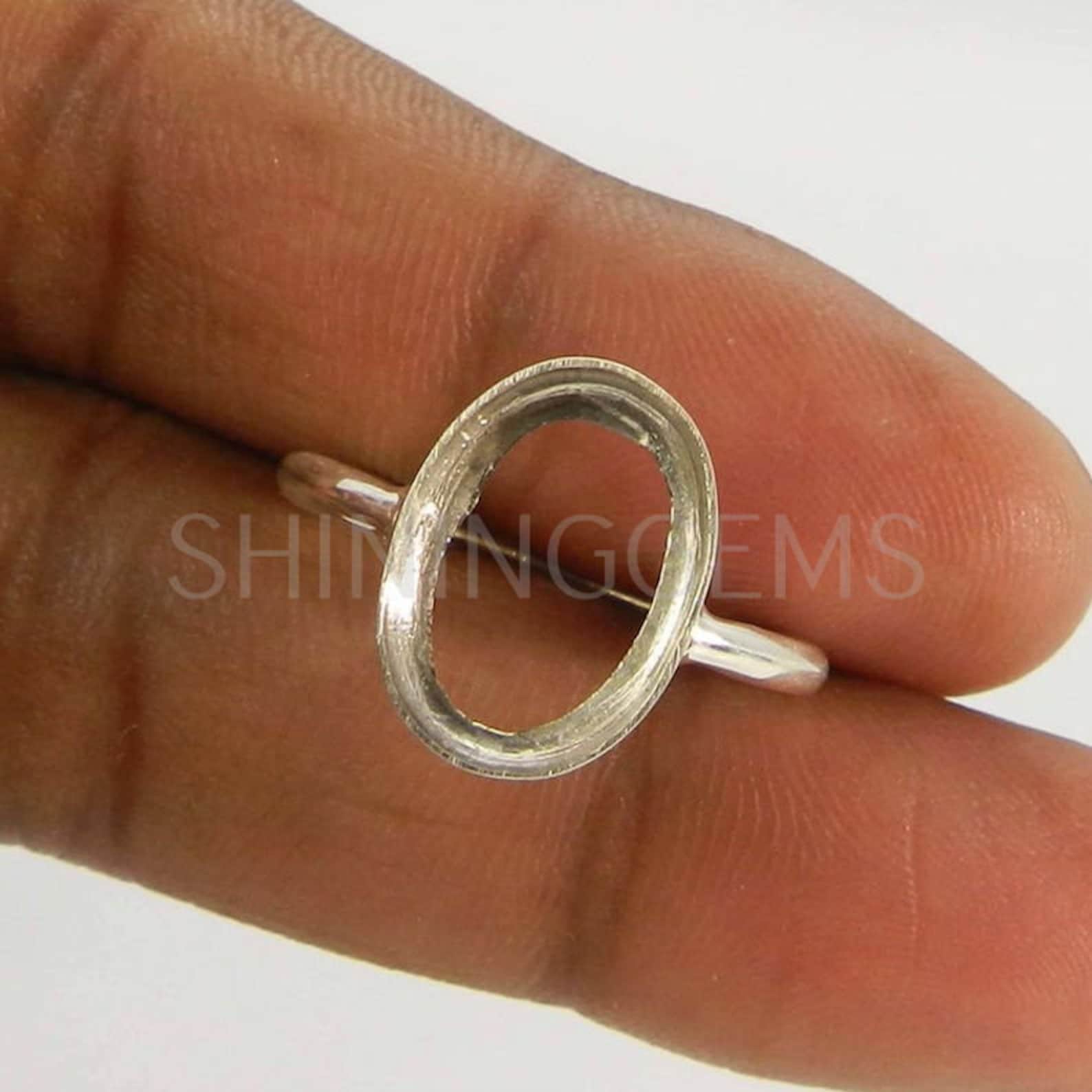 925 Sterling Silver Ring Collet 6 X 4 Mm to 18 X 13 Mm Oval Gemstone ...