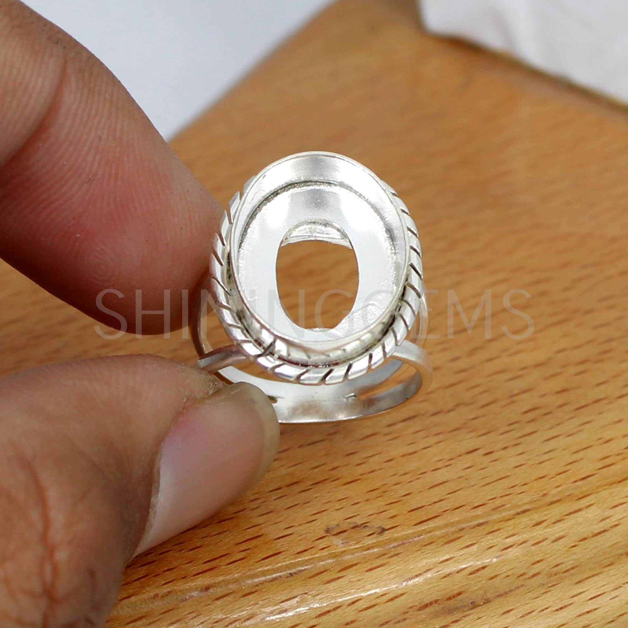 925 Sterling Silver Ring Collet 12 X 16 Mm Oval Gemstone Bezel - Etsy