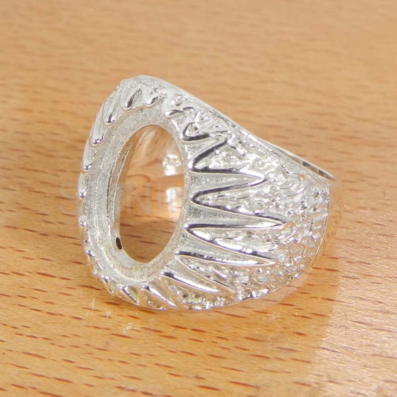 925 Sterling Solid Silver Ring Collet 14 X 10 Mm Oval Cab - Etsy