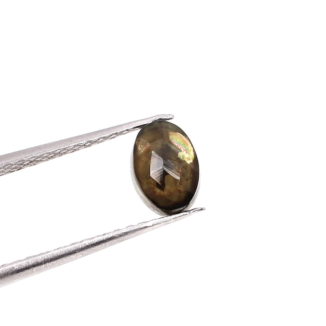 1.9 Cts Rose Cut Smoky & Pyrite Doublet Gemstone/ Brown Pyrite Faceted ...