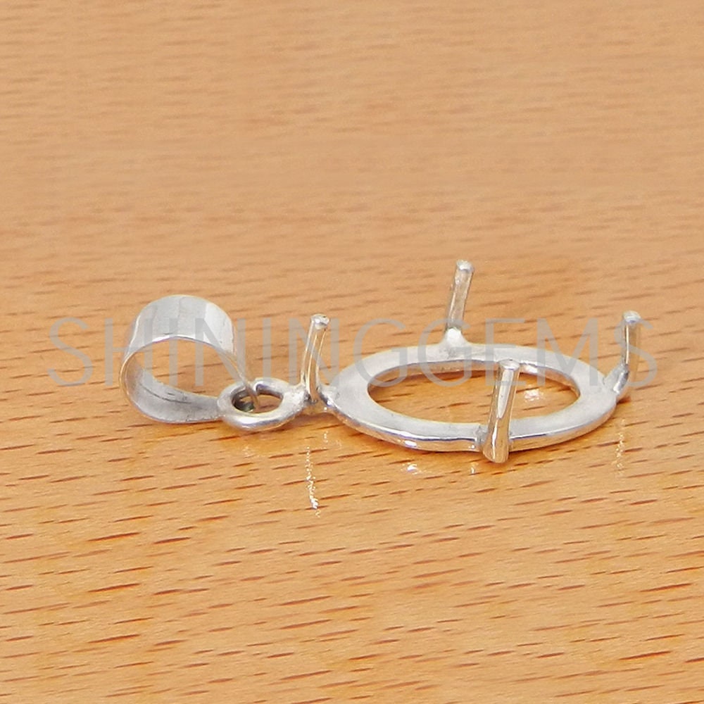 925 Sterling Silver Pendant Collet 6 X 4 Mm to 32 X 23 Mm Oval Rosecut ...
