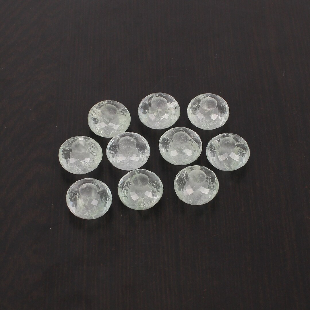 Hydro Aqua Aqua Crackel Glass Rondelle 14x8mm Faceted Loose Stone 5.5 ...