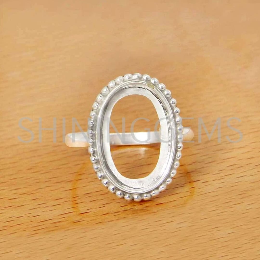 Sterling Silver Oval Gemstone Bezel Cup: DIY Ring Setting (6x4 to ...