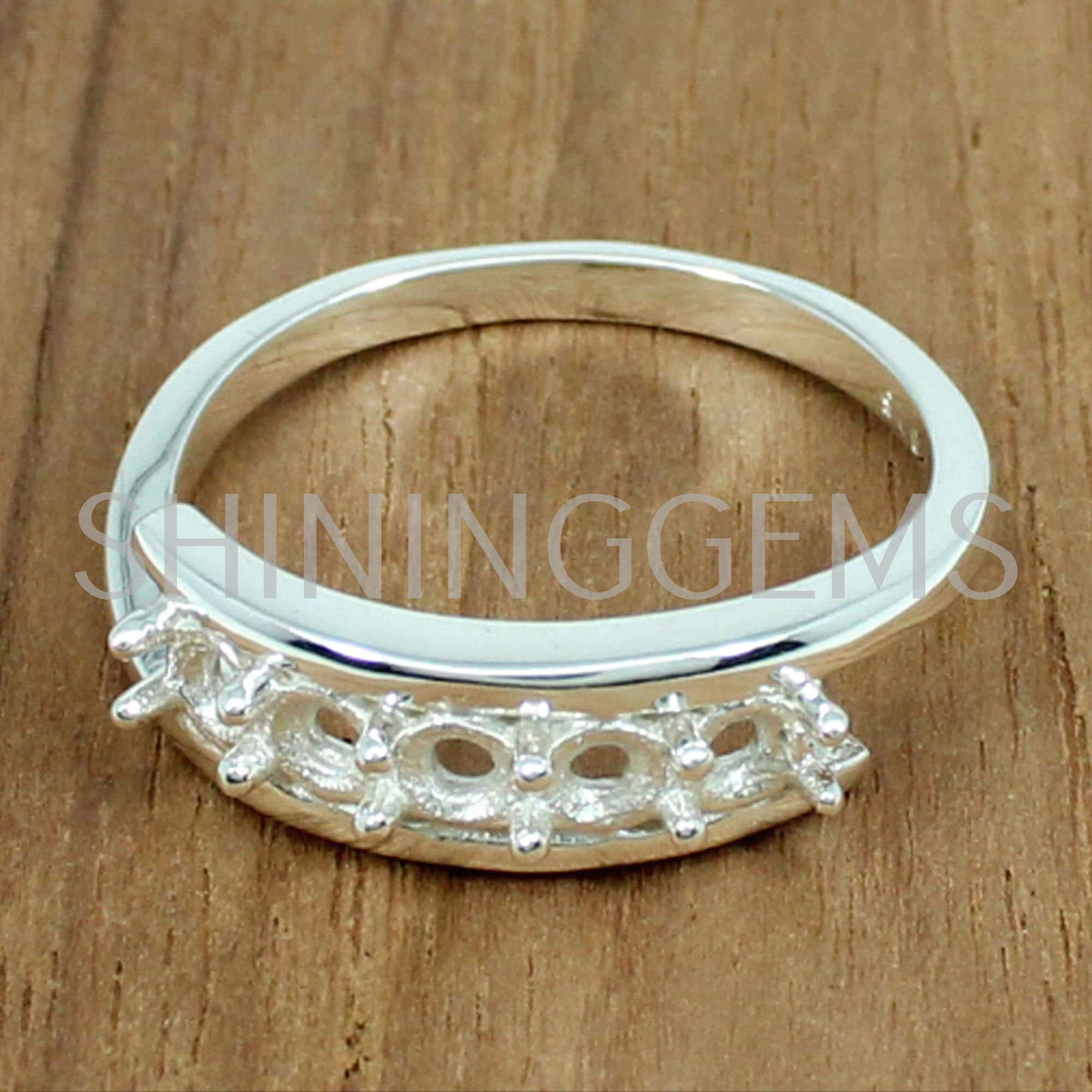 925 Sterling Solid Silver Ring Collet 2.5 Mm 5 Stone Round - Etsy