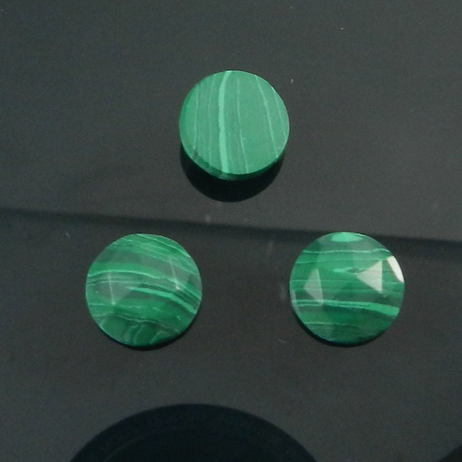 Synthetic Green Malachite 12 Mm Round Rose Cut Cab Semi - Etsy
