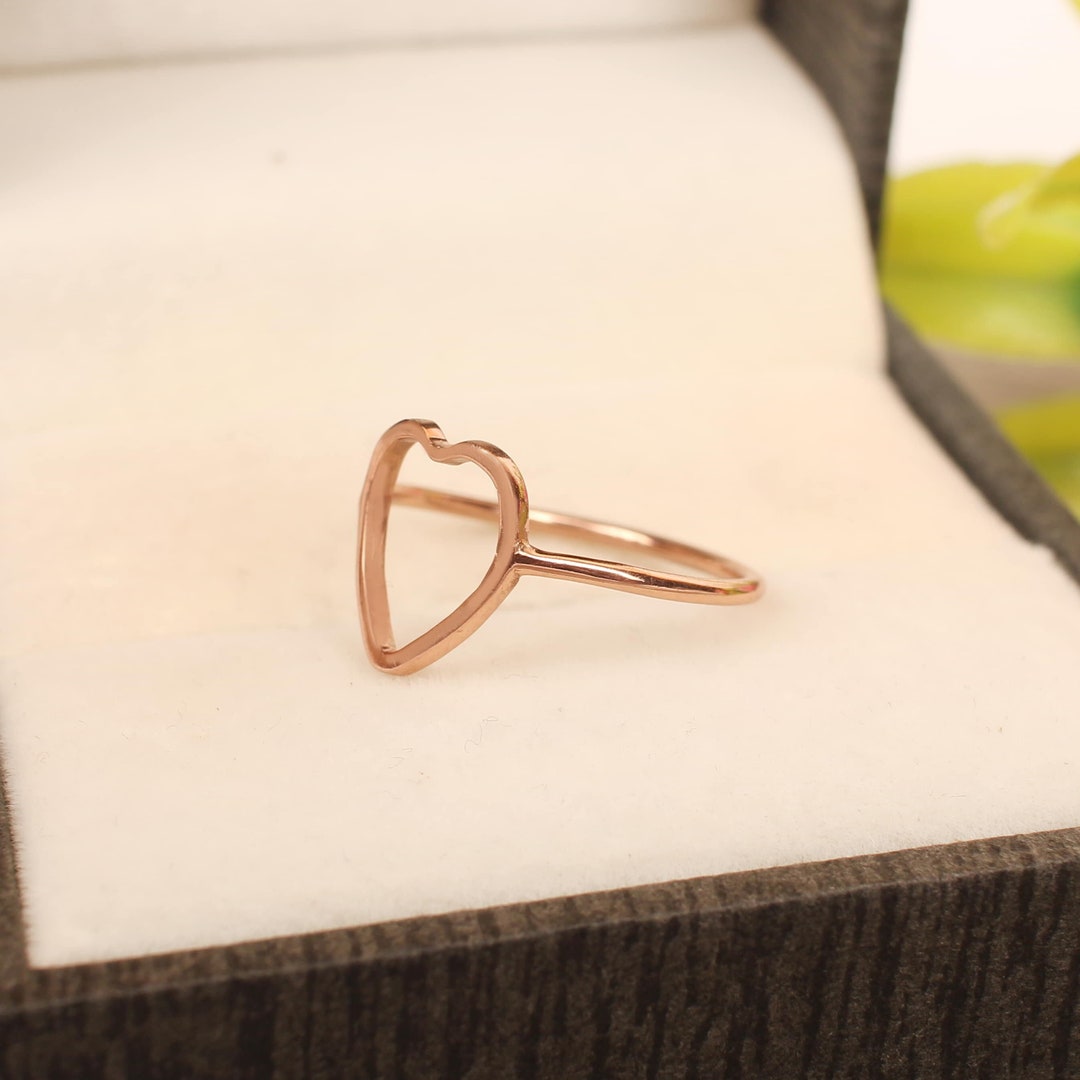 925 Silver Ring, Heart Ring, Open Heart Ring, Gold or Rose or Silver ...