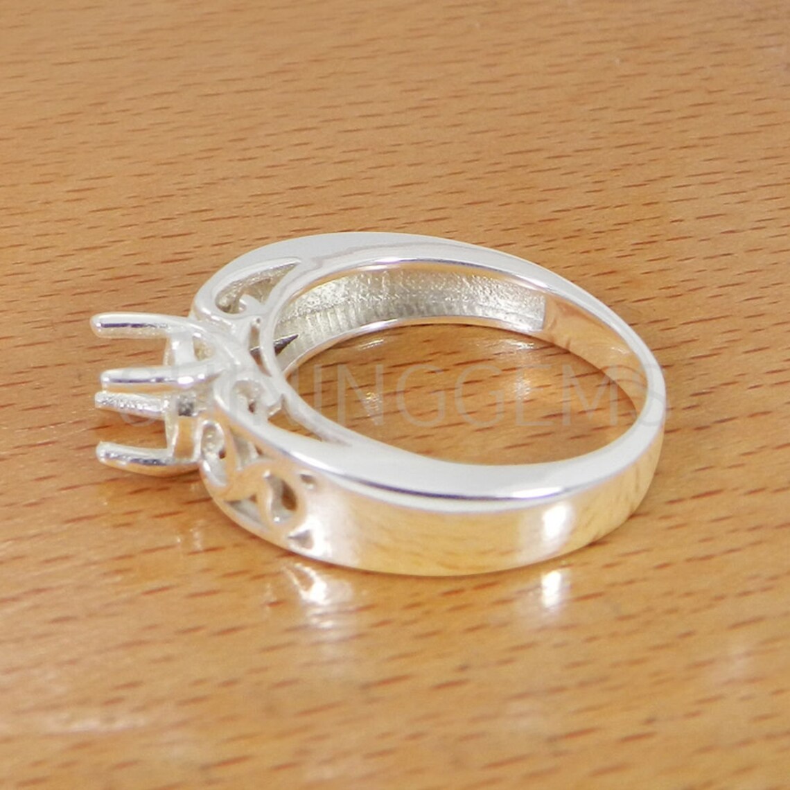 925 Sterling Solid Silver Ring Collet 6 Mm Round Cut Gemstone - Etsy