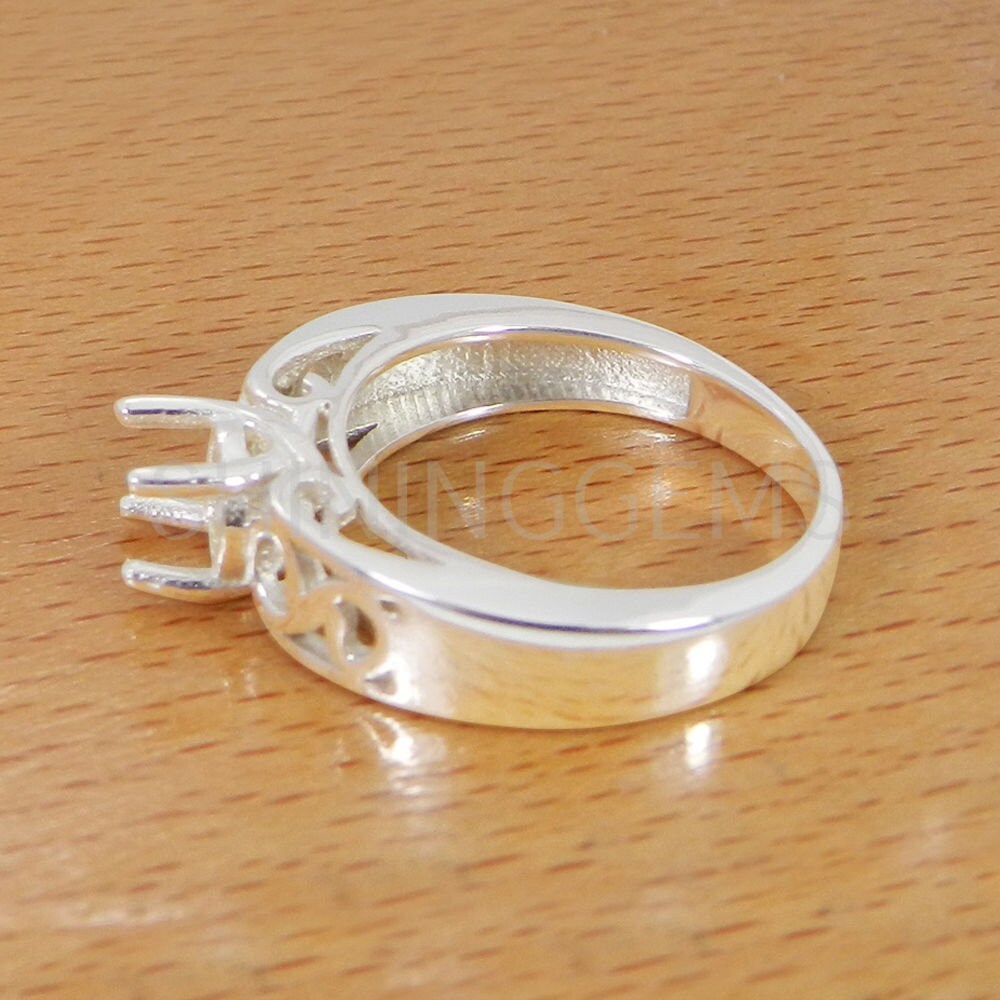 925 Sterling Solid Silver Ring Collet 6 Mm Round Cut Gemstone | Etsy