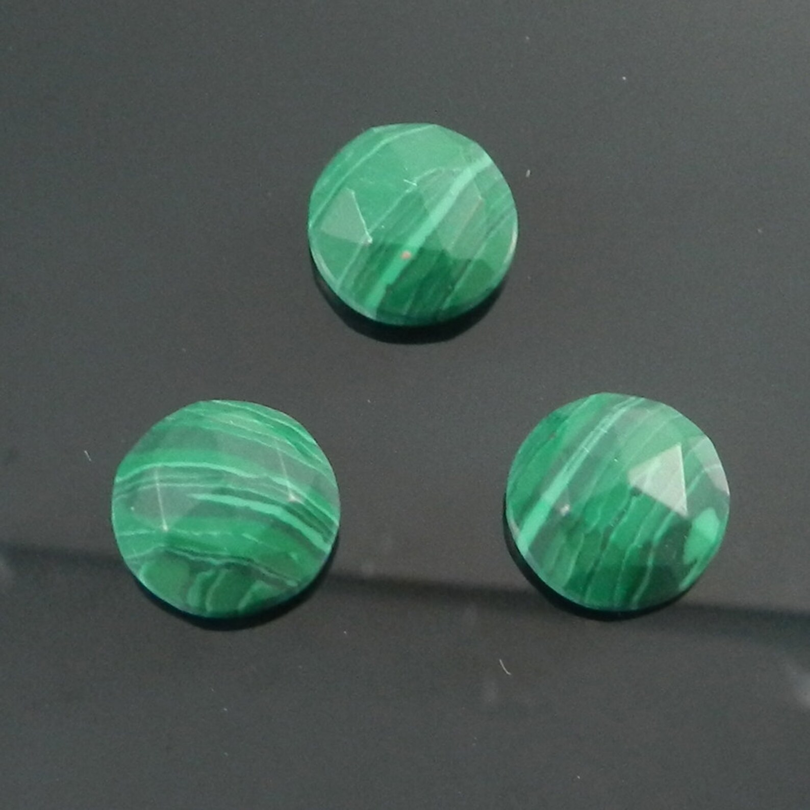 Synthetic Green Malachite 12 Mm Round Rose Cut Cab Semi - Etsy