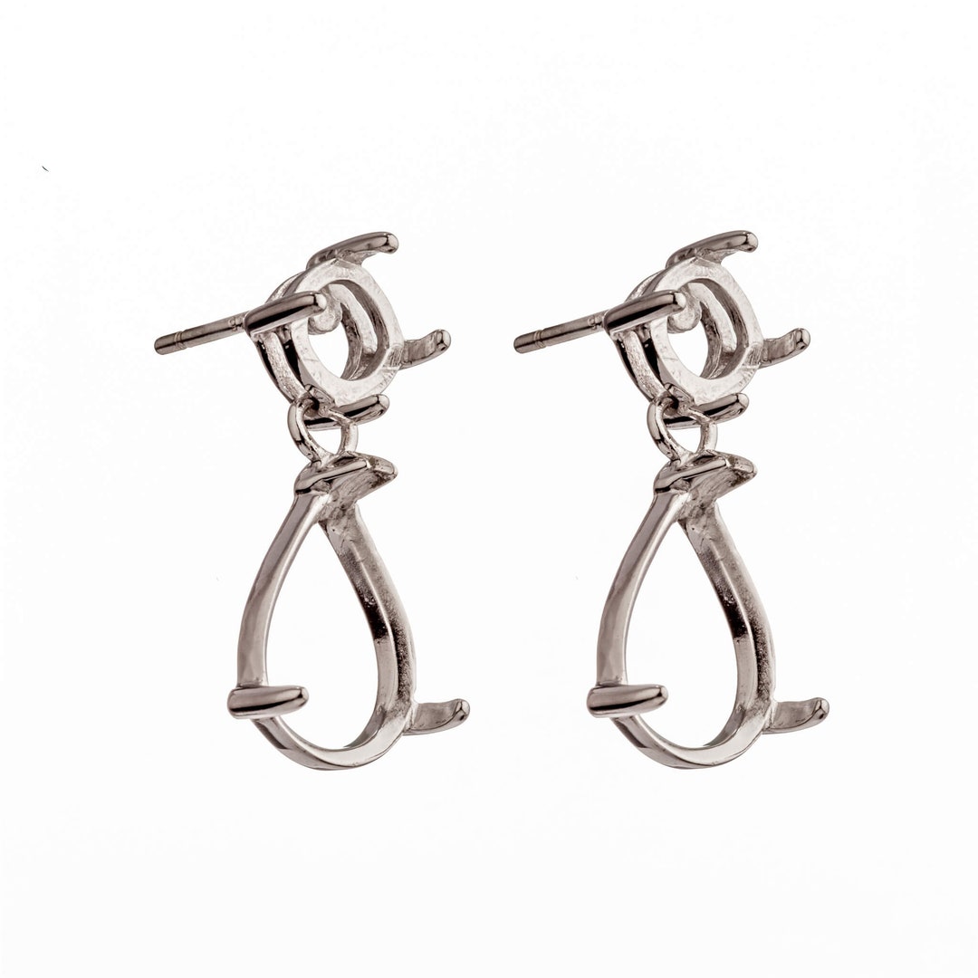 925 Sterling Silber Ohrring Collet 8 mm rund & 10 x 7 mm Birne ...