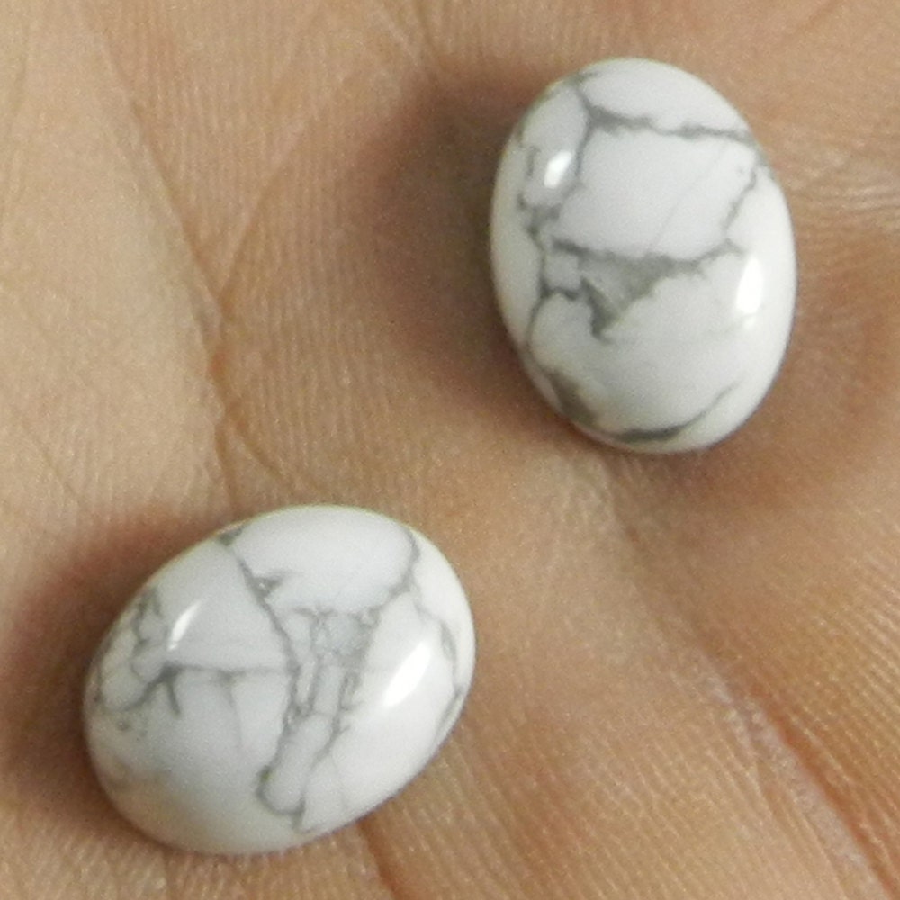 Natural howlite 16 x 12 mm oval cabochon semi precious stone | Etsy