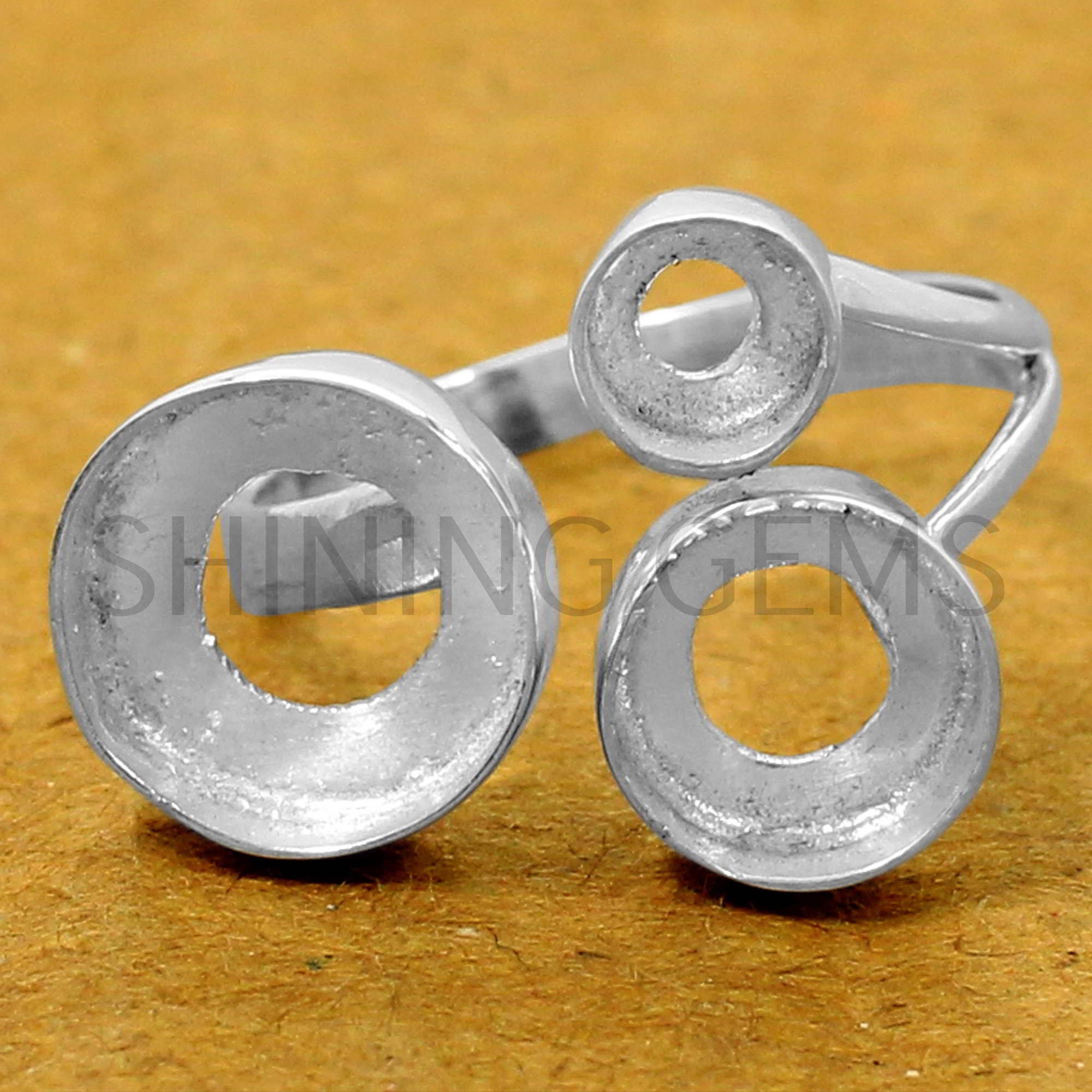 925 Silver Adjustable Ring Collet 5 Mm 8 Mm 10 Mm Round Stone - Etsy ...