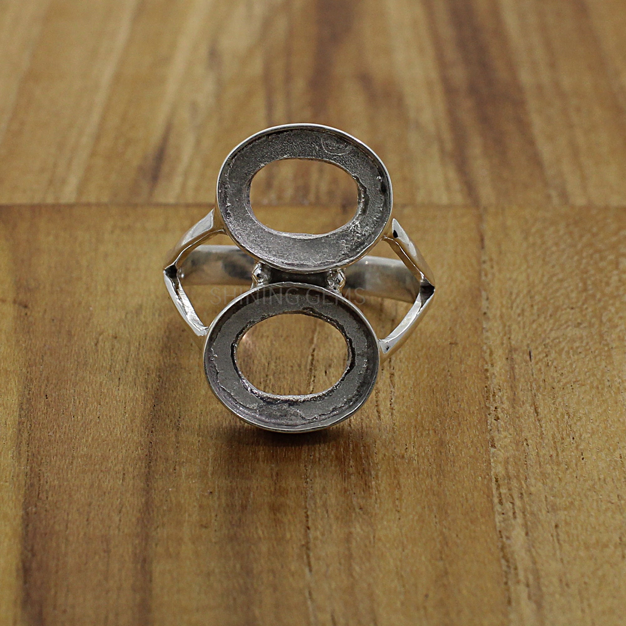 925 Sterling Solid Silver Ring Collet 12 X 10 Mm Oval Two - Etsy