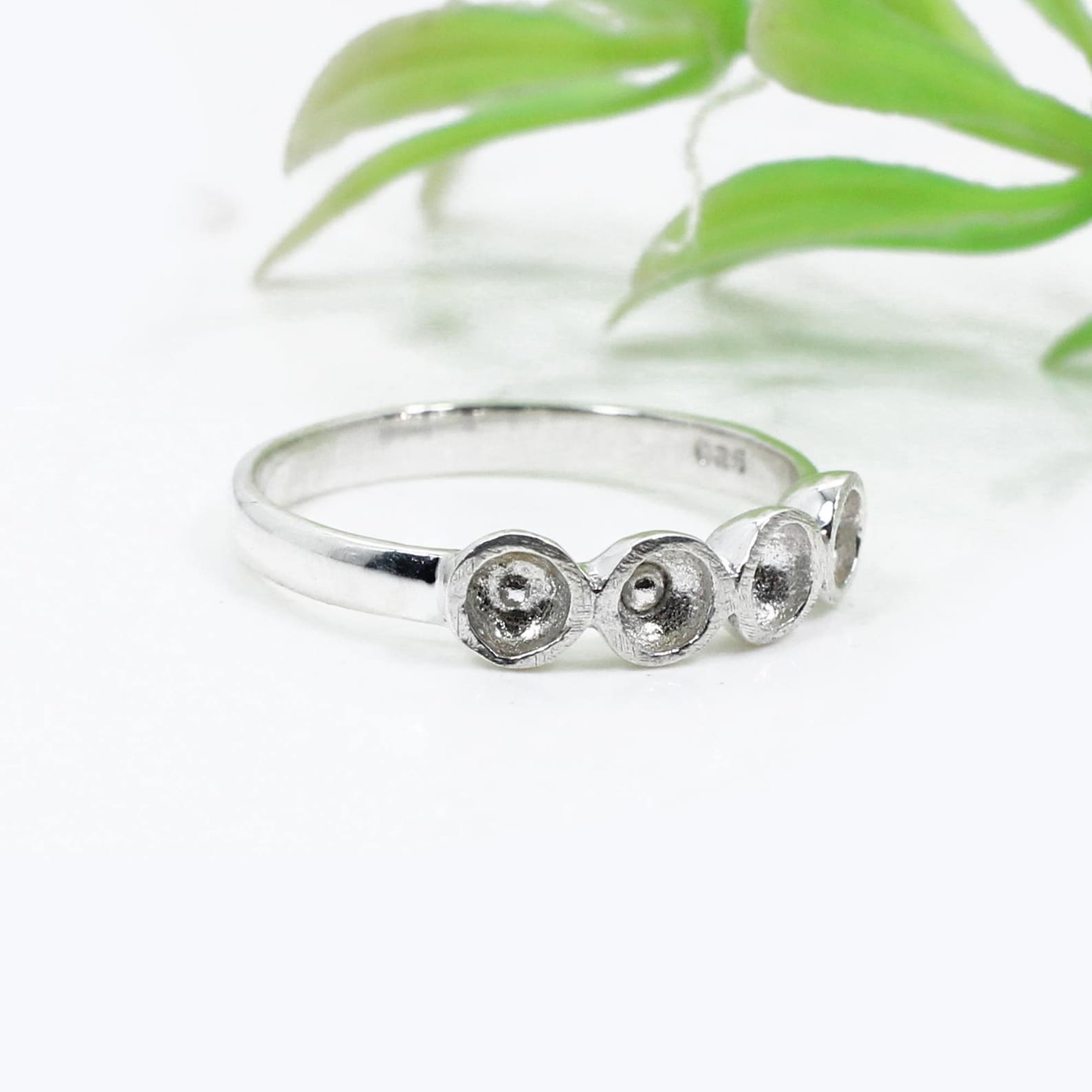 925 sterling silver stackable ring 3 mm round gemstone blank | Etsy