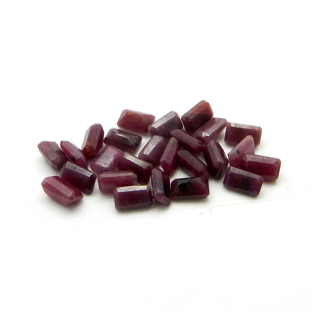 25 Pcs Natural Gemstone 5 X 3 Mm Octagon Cut Pink Corundum Fluorite ...