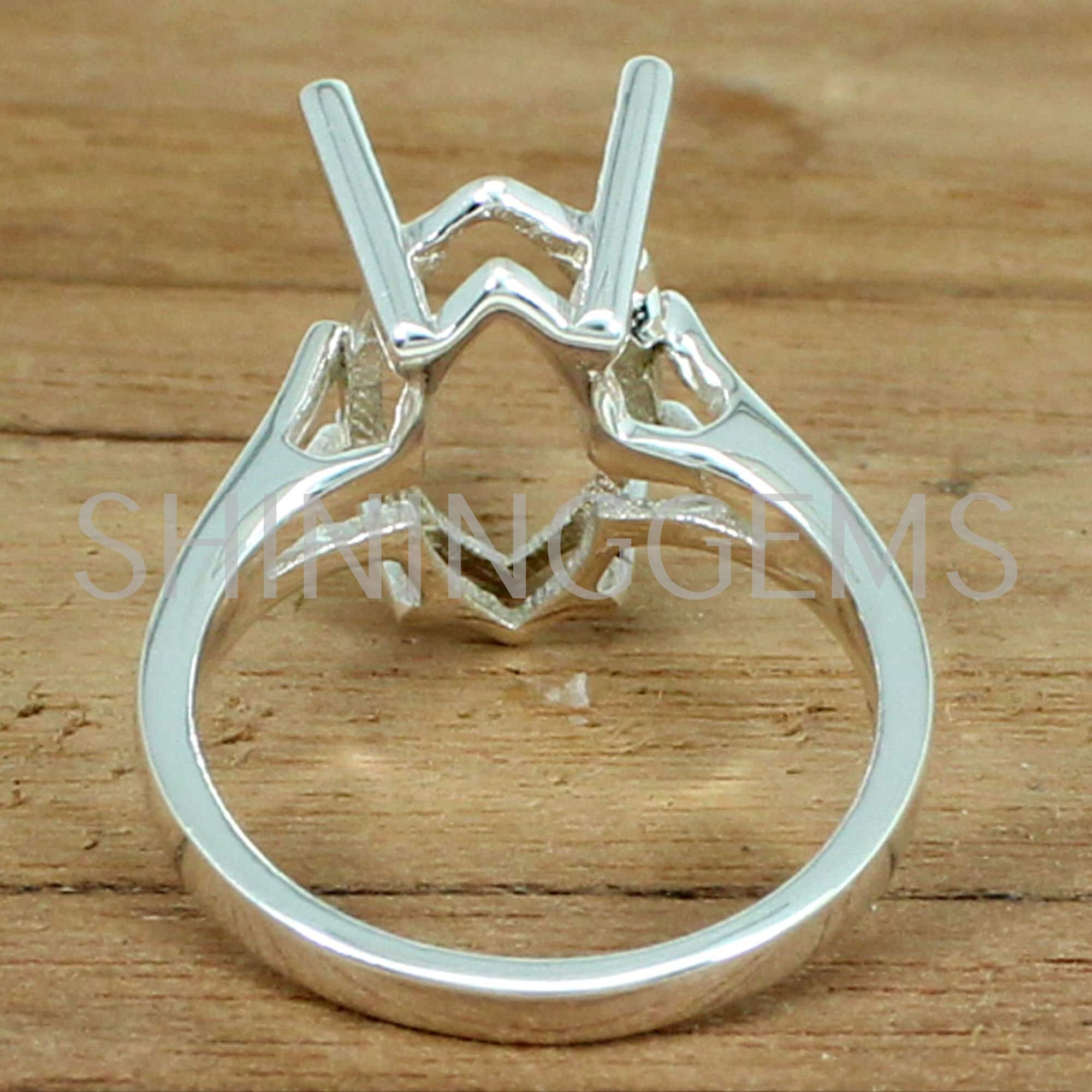 925 sterling solid silver ring collet 14 x 7 mm marquise prong | Etsy