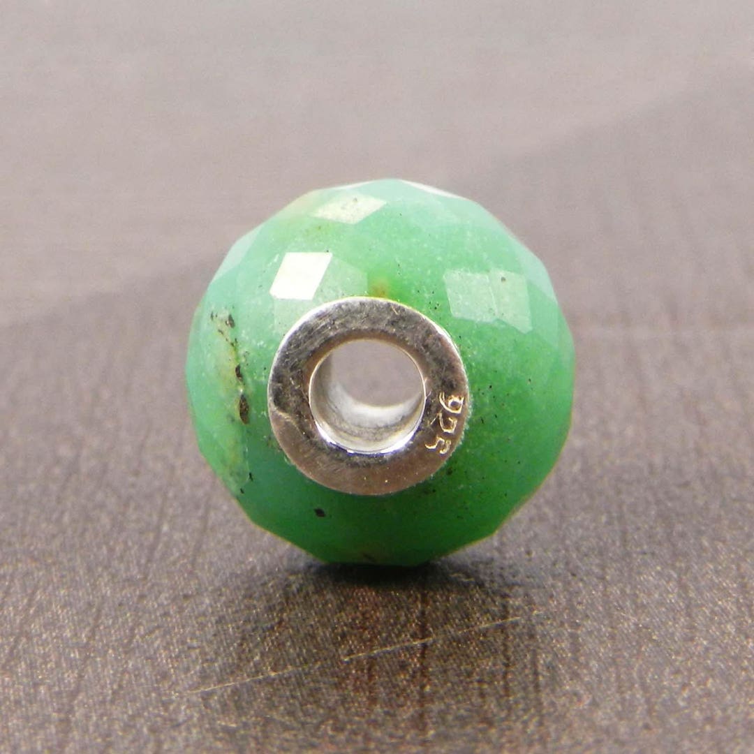 Green Gemstone Bead: Faceted Roundel With Silver Core (14x9x3.5mm) - Etsy
